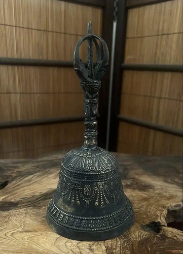 Bell with five-pronged handle, Esoteric Buddhist art, W3.9xH7.9in Japan ...
