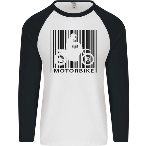 Motorbike Barcode Biker Motorcycle Mens L/S Baseball T-Shirt | eBay ...