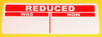 1000 Bright Red 30 x 66mm REDUCED was / now Price Point Stickers ...