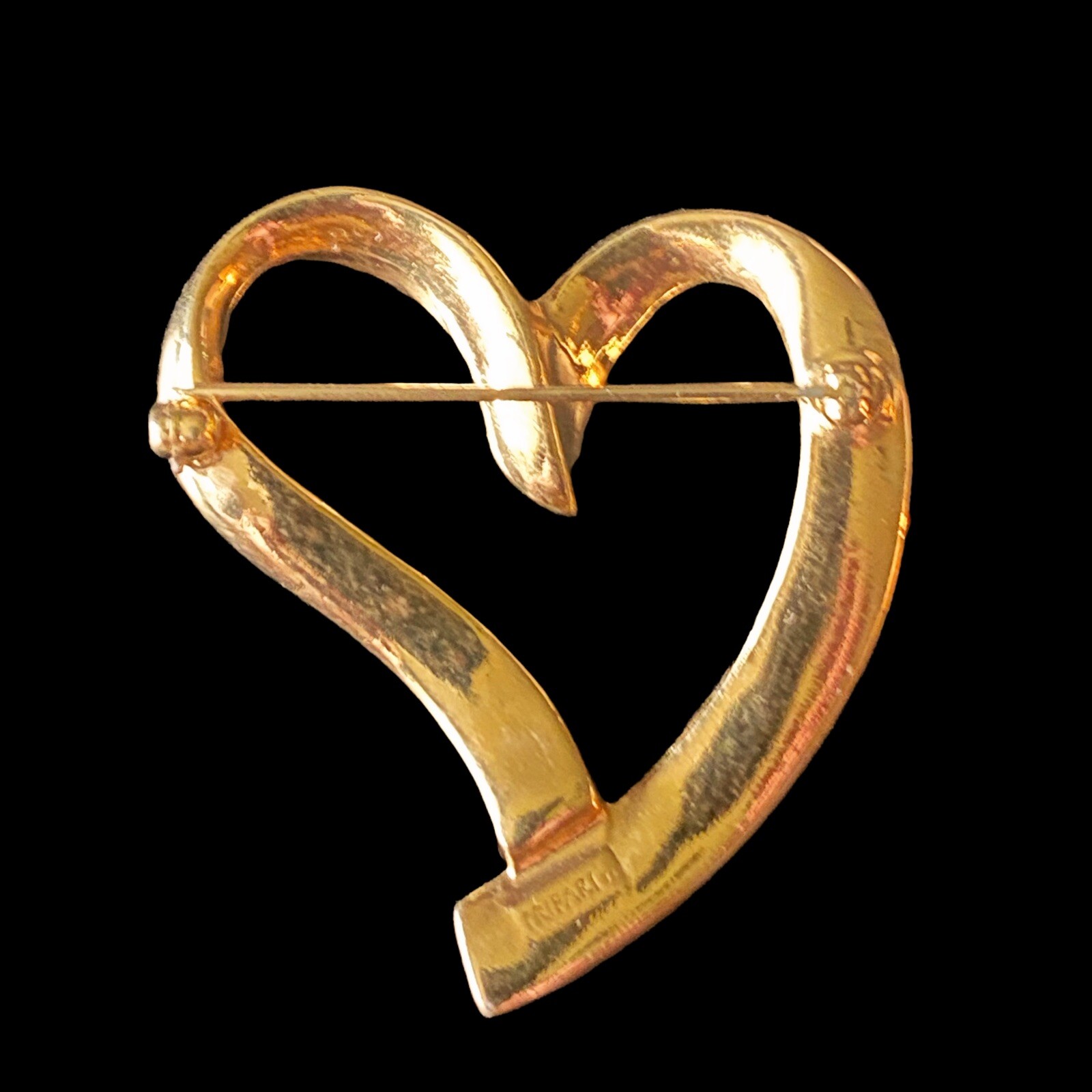 Vintage Trifari Open Heart Brooch Lapel Pin Polished … - Gem
