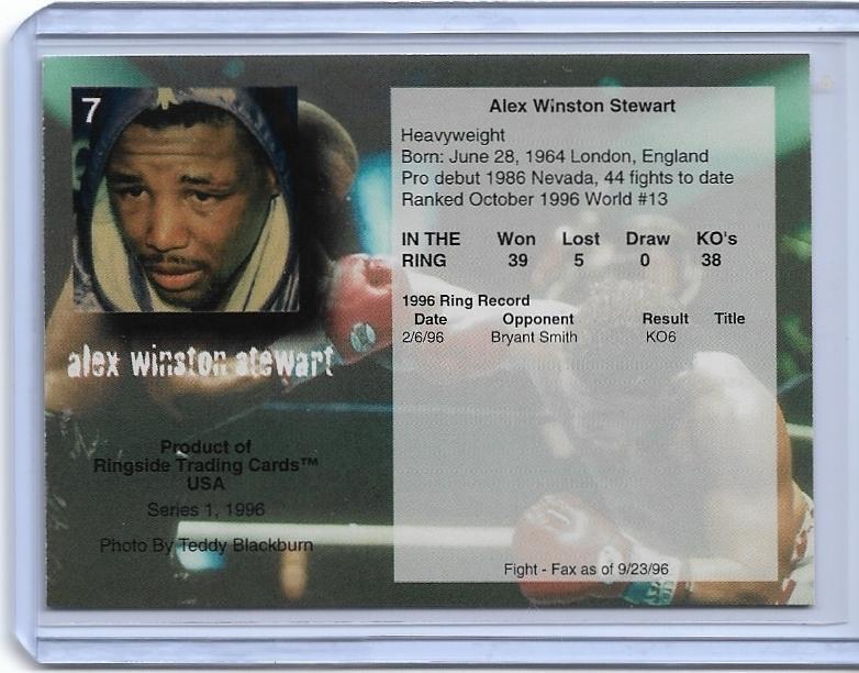 1996 RINGSIDE ALEX STEWART BOXING CARD #7 ~ ENGLAND | eBay