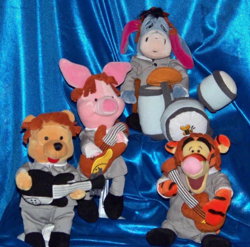 Disney The Beatles Pooh Eeyore Piglet Tigger Plush Beanie Musician doll ...