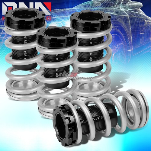 SILVER ADJUSTABLE 1-4" BLACK PERCH SUSPENSION COILOVER SPRING FOR 88-00 ...