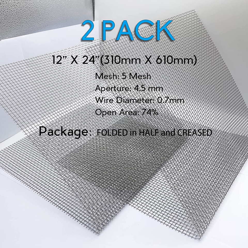 2PACK 304 Pretty Sturdy 12” X 24”(310Mm X 610Mm), 5 Mesh Wire Mesh ...