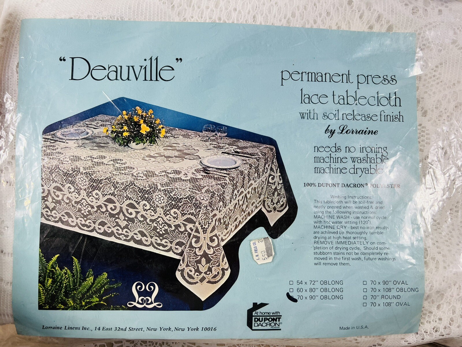 Vintage Deauville White Permanent Press Lace Tablecloth by Lorraine 70 ...