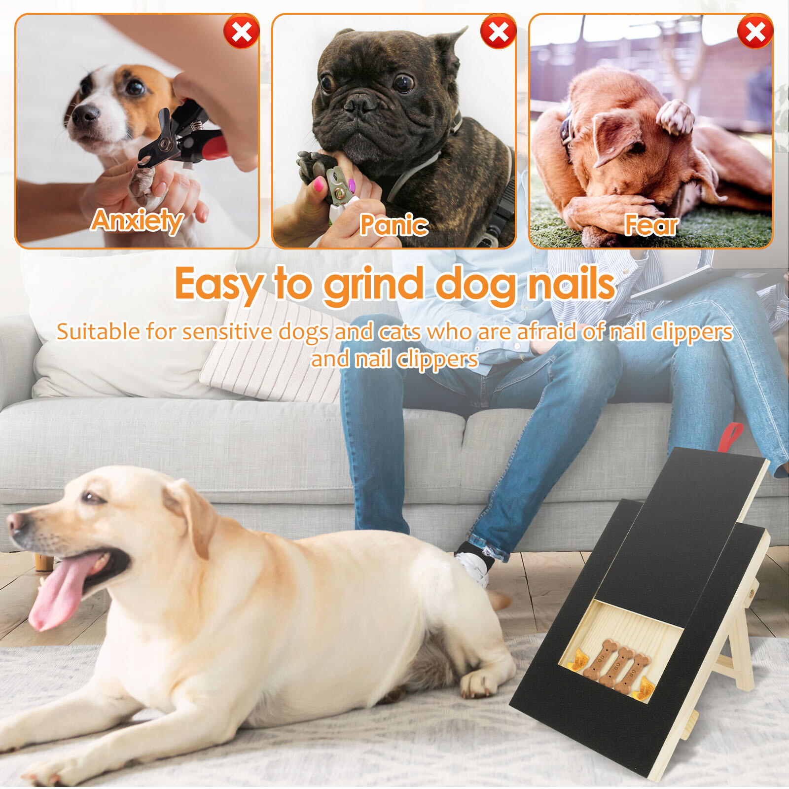 Dog Nail Scratch Board with Built-in Treat Box Wood Dog Scratch Pad Fun ...