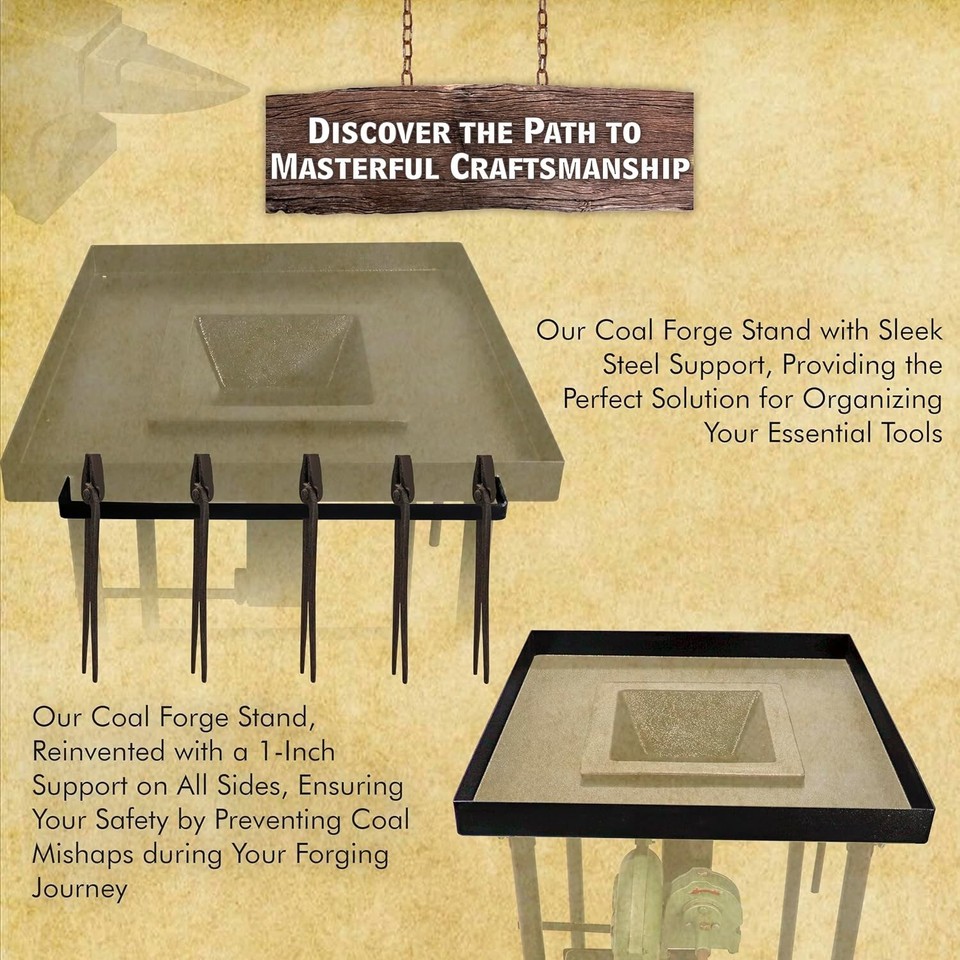 Coal Forge Stand with Fire Pot & Hand Blower - Blacksmithing Starter ...