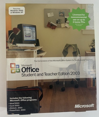 Microsoft Office 2003 Student and Teacher for 3 PC Word Excel Outlook ...