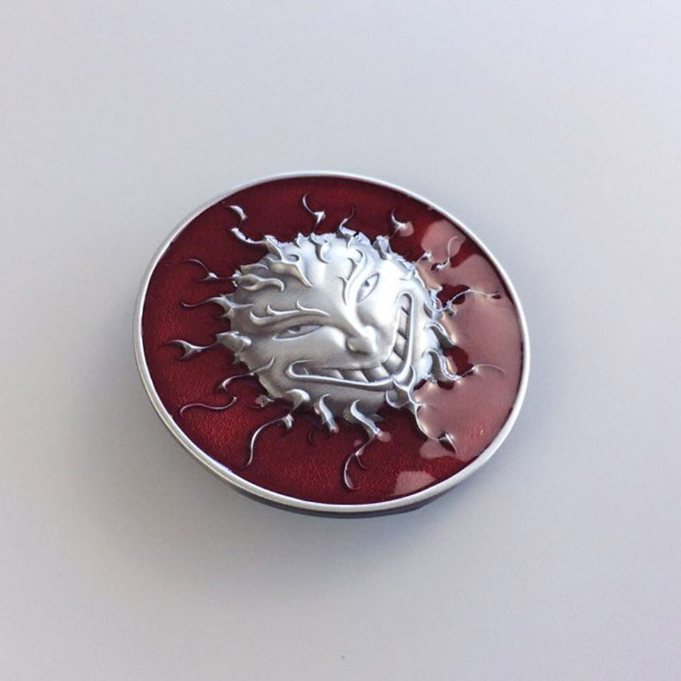 Antique Silver Red Enamel Devil Evil Face Belt Buckle Gurtelschnalle ...