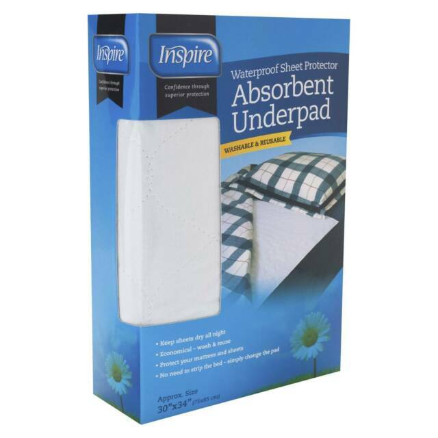 Inspire Waterproof Sheet Protector Absorbent Underpad 30in X 34in for ...