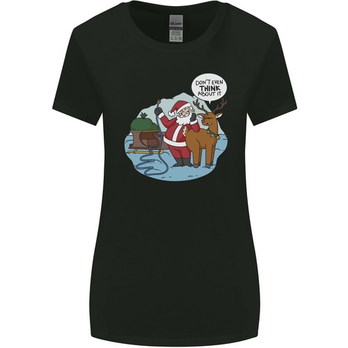 Rude Santa Et Rudolf T-Shirt De Noël Amusant Pour Femmes À Coupe Large ...