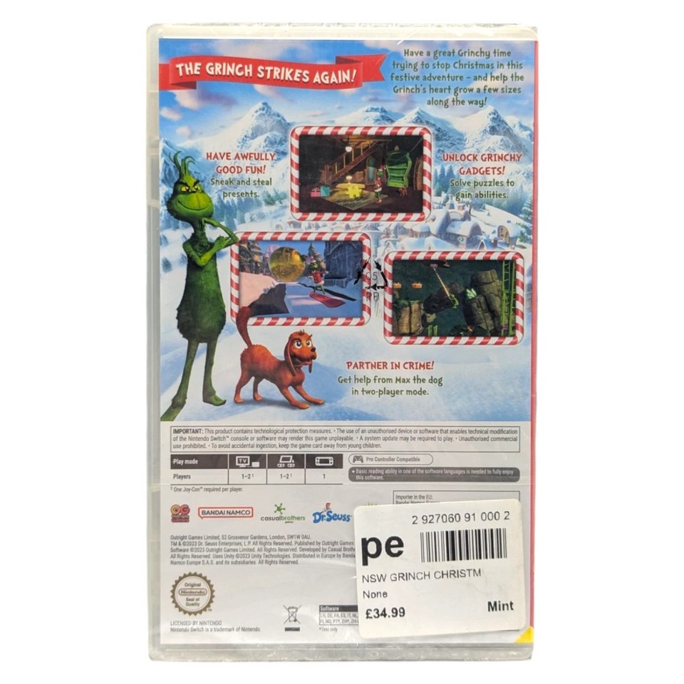 The Grinch - Christmas Adventures - Nintendo Switch Game - Mint New ...