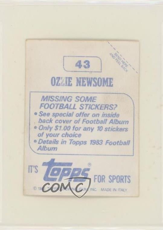 1983 Topps Album Stickers Ozzie Newsome #43 HOF | eBay