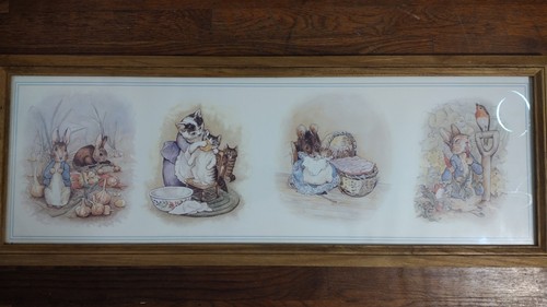 Vintage Tale of Peter Rabbit Beatrix Potter 36"x11 Wood Framed Wall Art ...