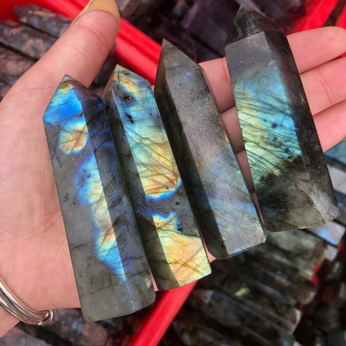 70-80mm Natural Labradorite Stone Quartz Crystal Point Wand Column ...