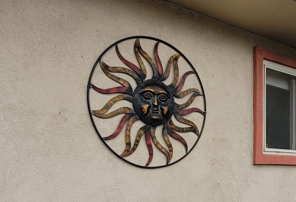 Large Rustic Celestial Metal Sun Sculpture Sun Ray Wall Hanging Decor ...