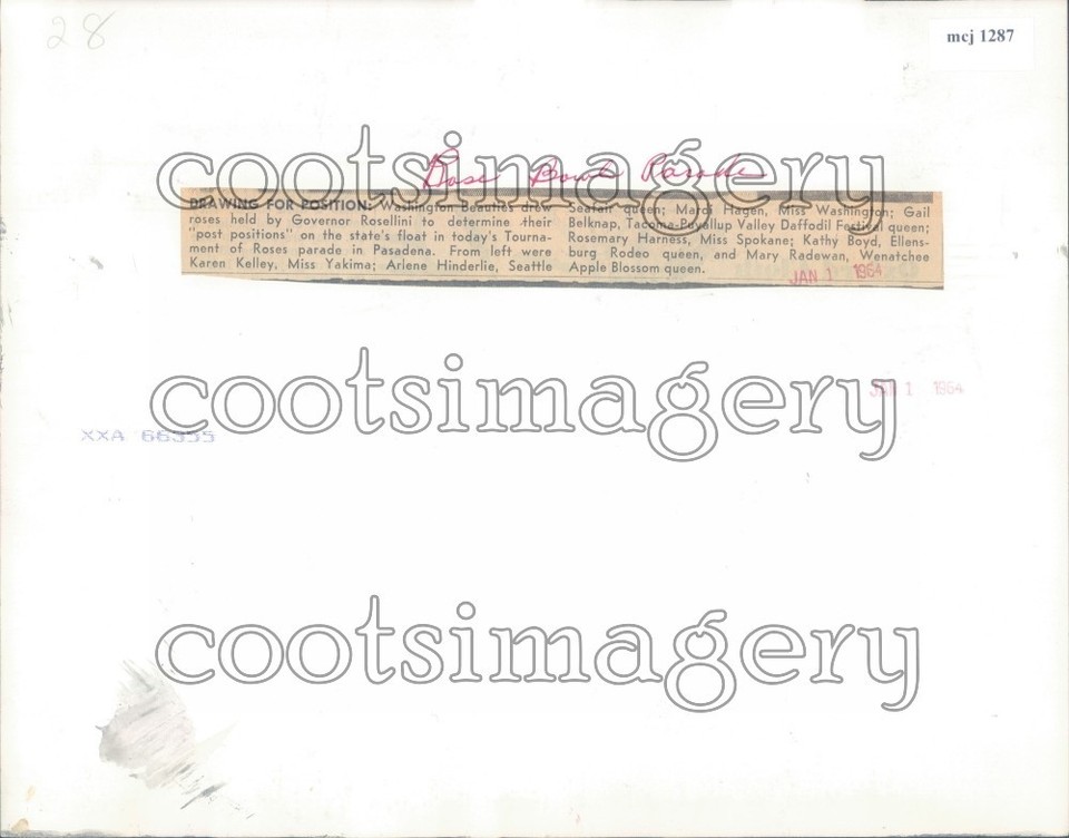 1964 Governor Albert Rosellini & Washington Beauties Rose Bowl Press ...