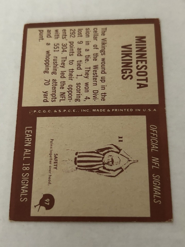 1967 Philadelphia #97 Minnesota Vikings Team P260 | eBay