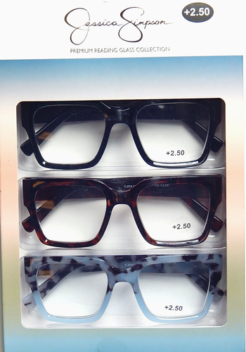 JESSICA SIMPSON 3 PACK SET PREMIUM READING GLASSES READERS +2.50 NEW ...