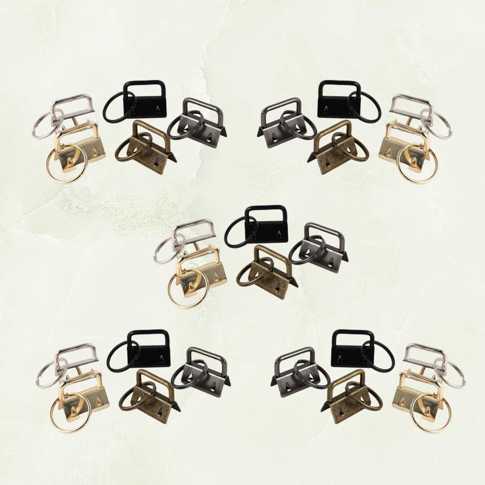 50pcs DIY Fabric Key Chain Fob Wristlet with Key Ring for Lanyard ...