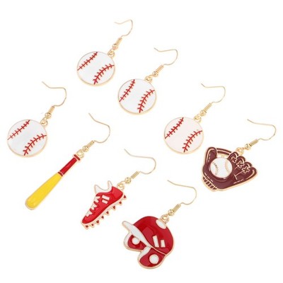 4 Pair Cute Earring for Girlfriend Cool Earrings Baseball Jewelry Women ...