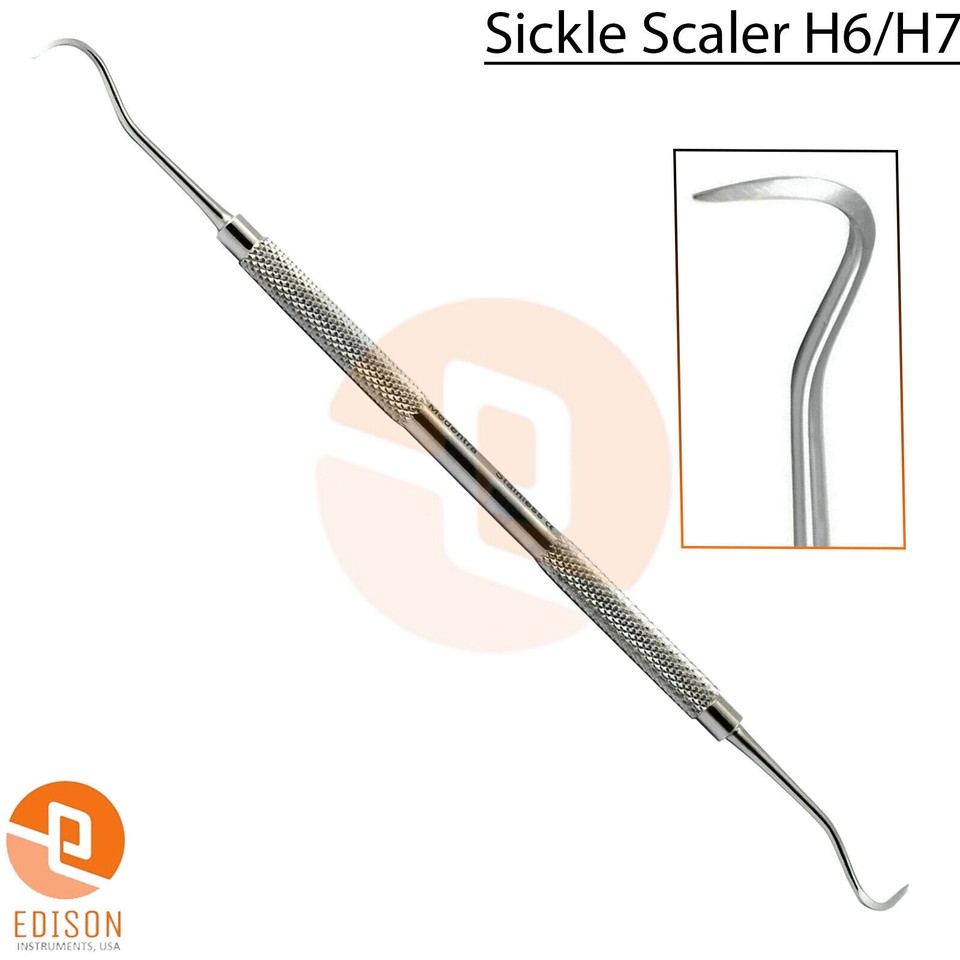Set of 3 Perio Hygienist H6/H7 Sickle Scaler Dental Double Ended ...