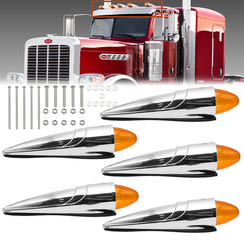 5x 17 LED Amber Torpedo Cab Roof Top Marker Light For Kenworth ...