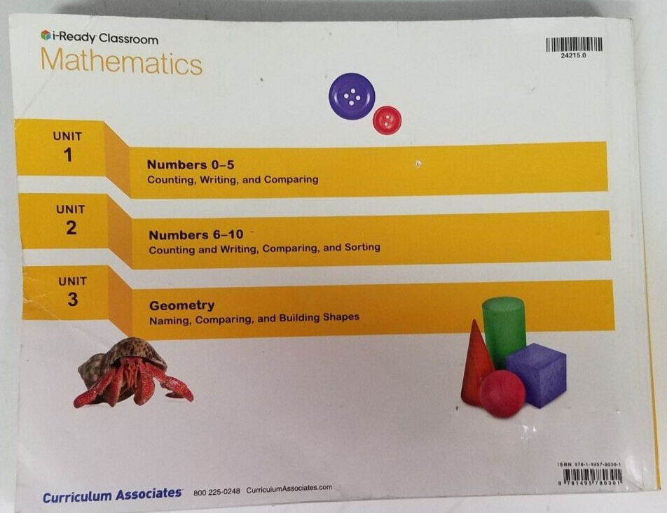 i-Ready Classroom Mathematics Grade K Volume 1 - No Writing | eBay
