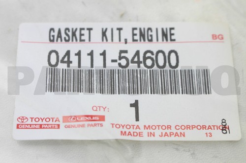 0411154600 Genuine Toyota GASKET KIT, ENGINE OVERHAUL 04111-54600 | eBay