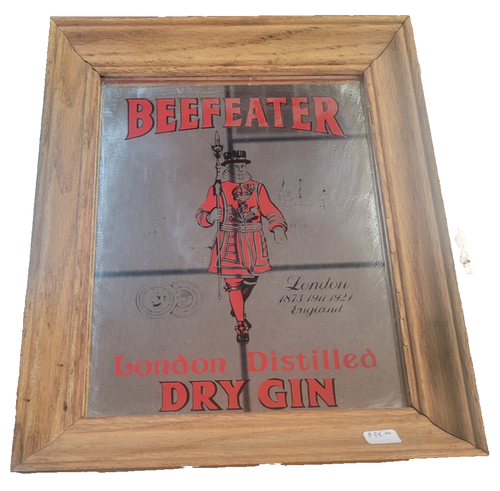 Vintage Beefeater London Distilled Dry Gin Bar Mirror Sign Ad Framed 10 ...