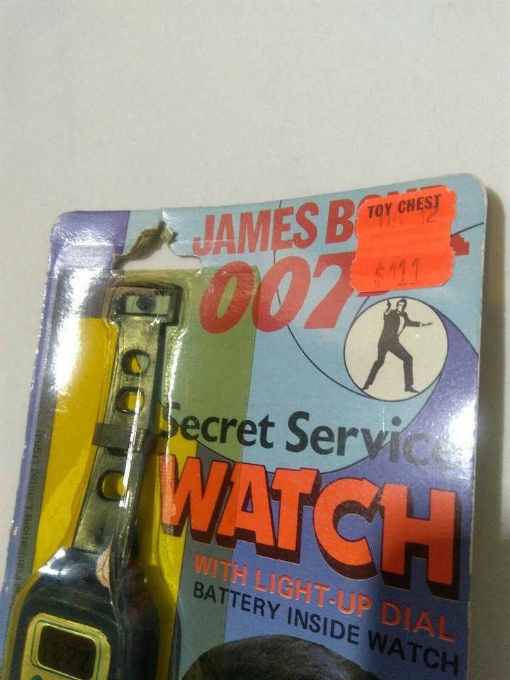 70's JAMES BOND 007 SECRET SERVICE WATCH w/ LIGHT-UP DIAL ON CARD | eBay