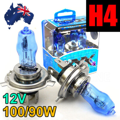 2 pcs H4 HEADLIGHT GLOBES CAR LIGHT BULBS 100/90W 6000K 12V XENON SUPER ...