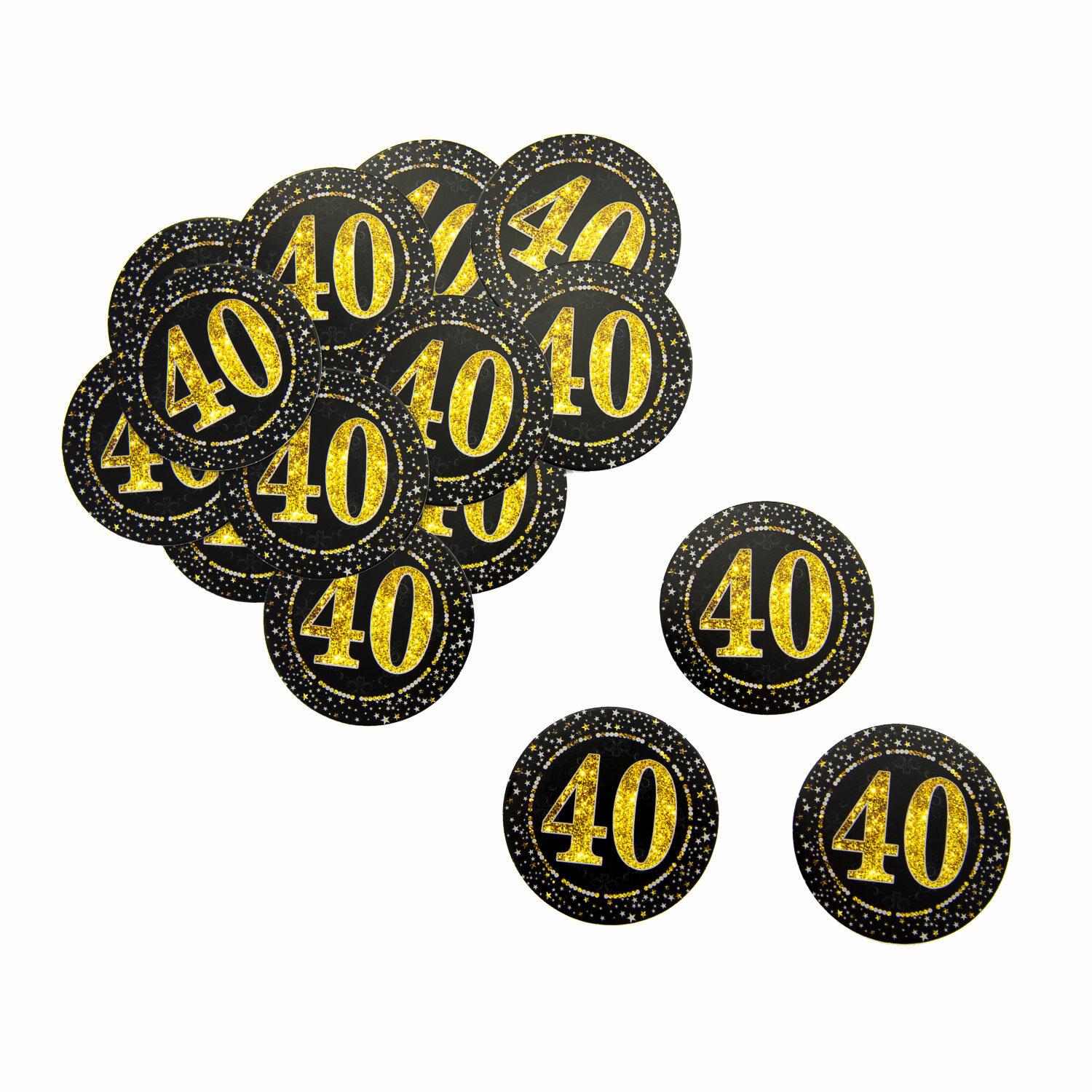 18 x Konfetti Zahl 40 Rund Schwarz Gold Geburtstag Jubiläum Tisch Deko ...