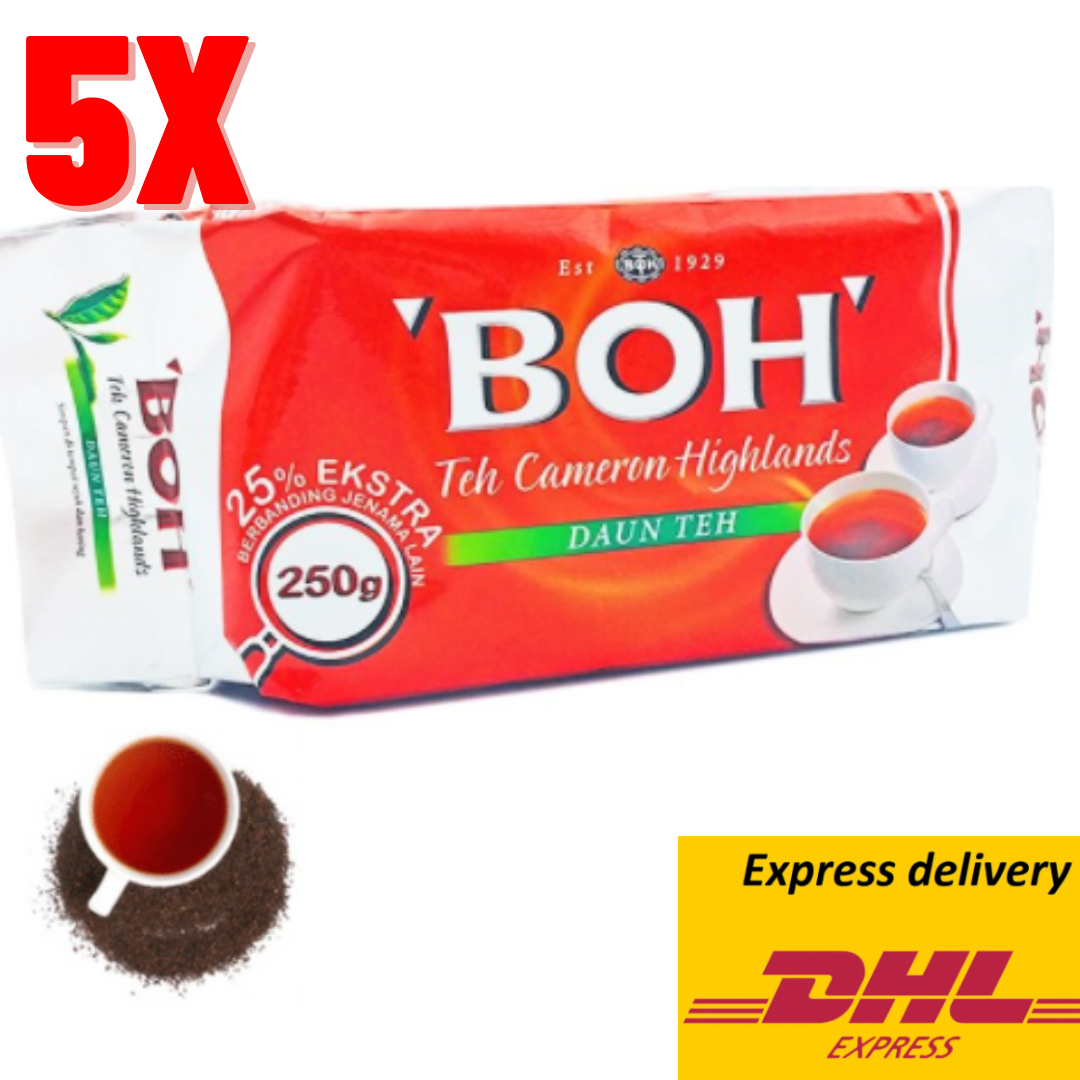 5 X BOH Plantation TEA LEAVES 250g Cameron Highlands Refresh Malaysia ...