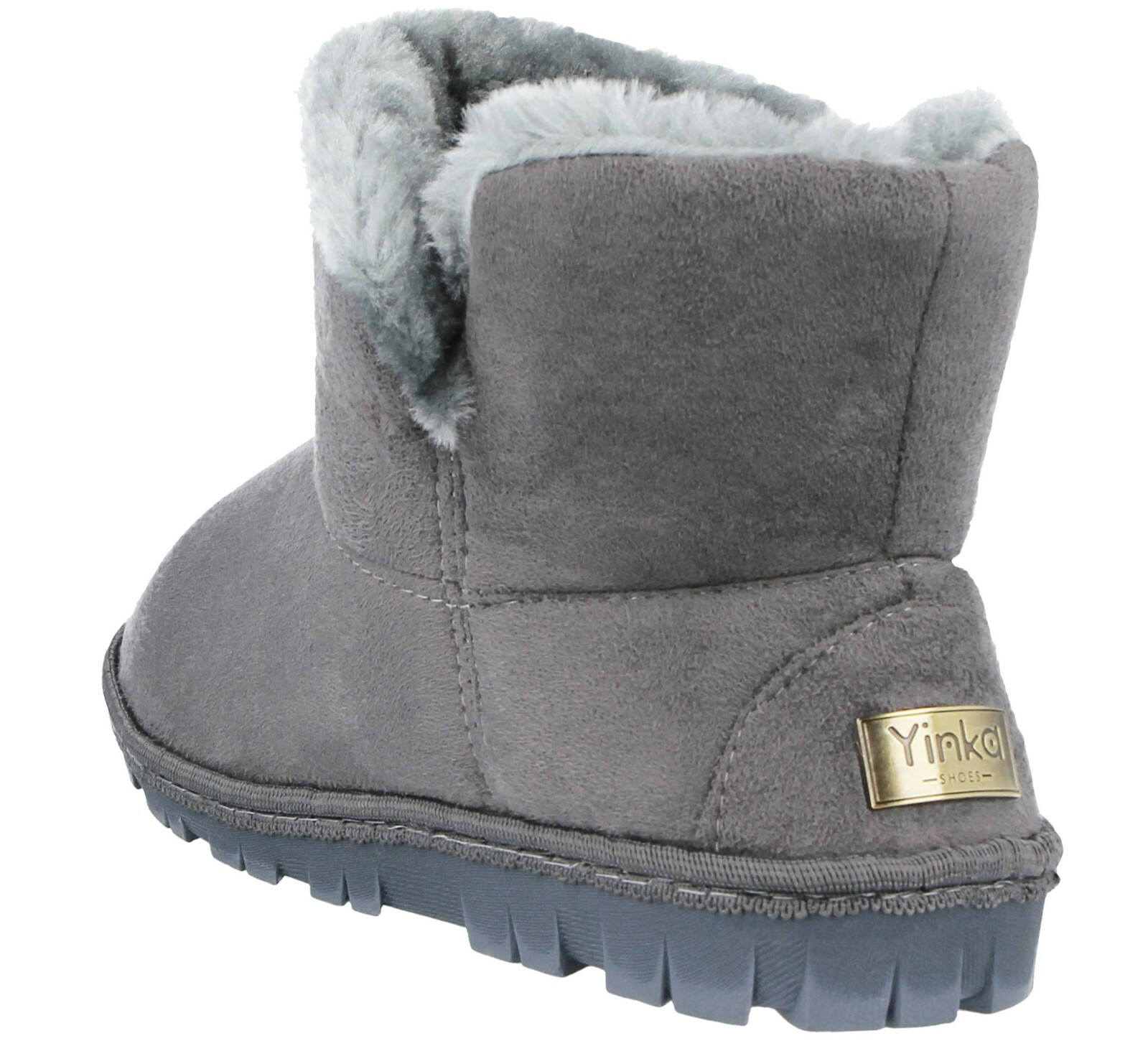 Ladies Yinka Shoes Faux Suede Classic Mini Fur Lined Bootie Slipper ...