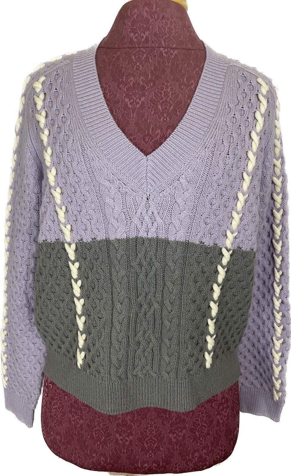 Club Monaco Women's Sweater V-Neck Color Block Purple Wool Size XS ...