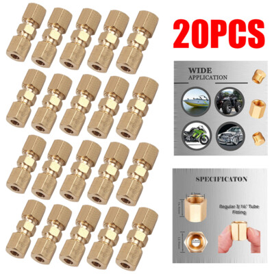 20 x Brass Compression Fittings connector 3/16" OD Hydraulic Brake ...