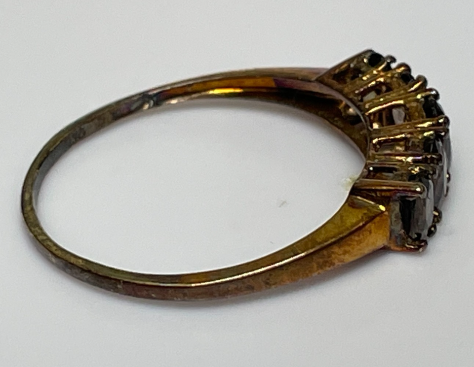 Antique 9ct Yellow Gold Ring Amethyst Stones Full UK Hallmark Ring Size ...