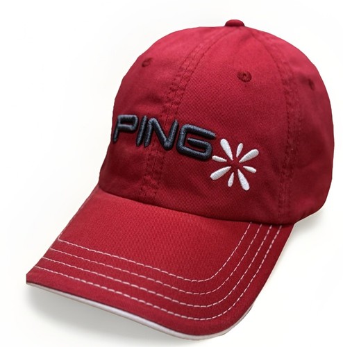 PING Golf Red White Adjustable Hat 100% Cotton Performance Embroidered ...