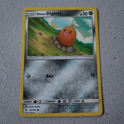 Alolan Diglett 121/214 Sun & Moon Unbroken Bonds Common Pokemon Card ...