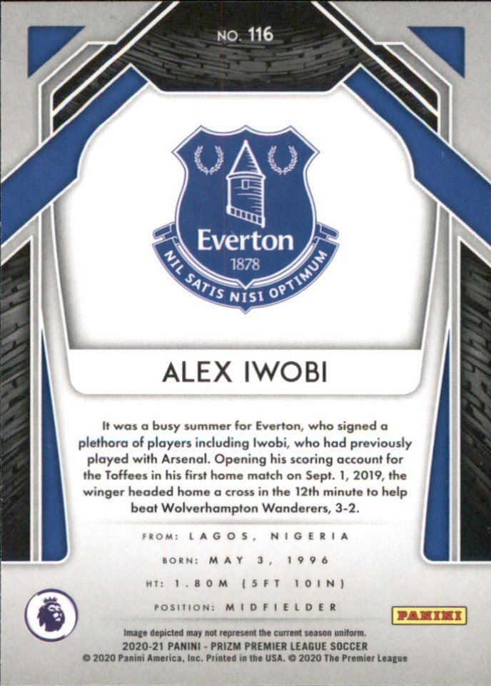 2020-21 Panini Prizm English Premier League #116 Alex Iwobi Card | eBay