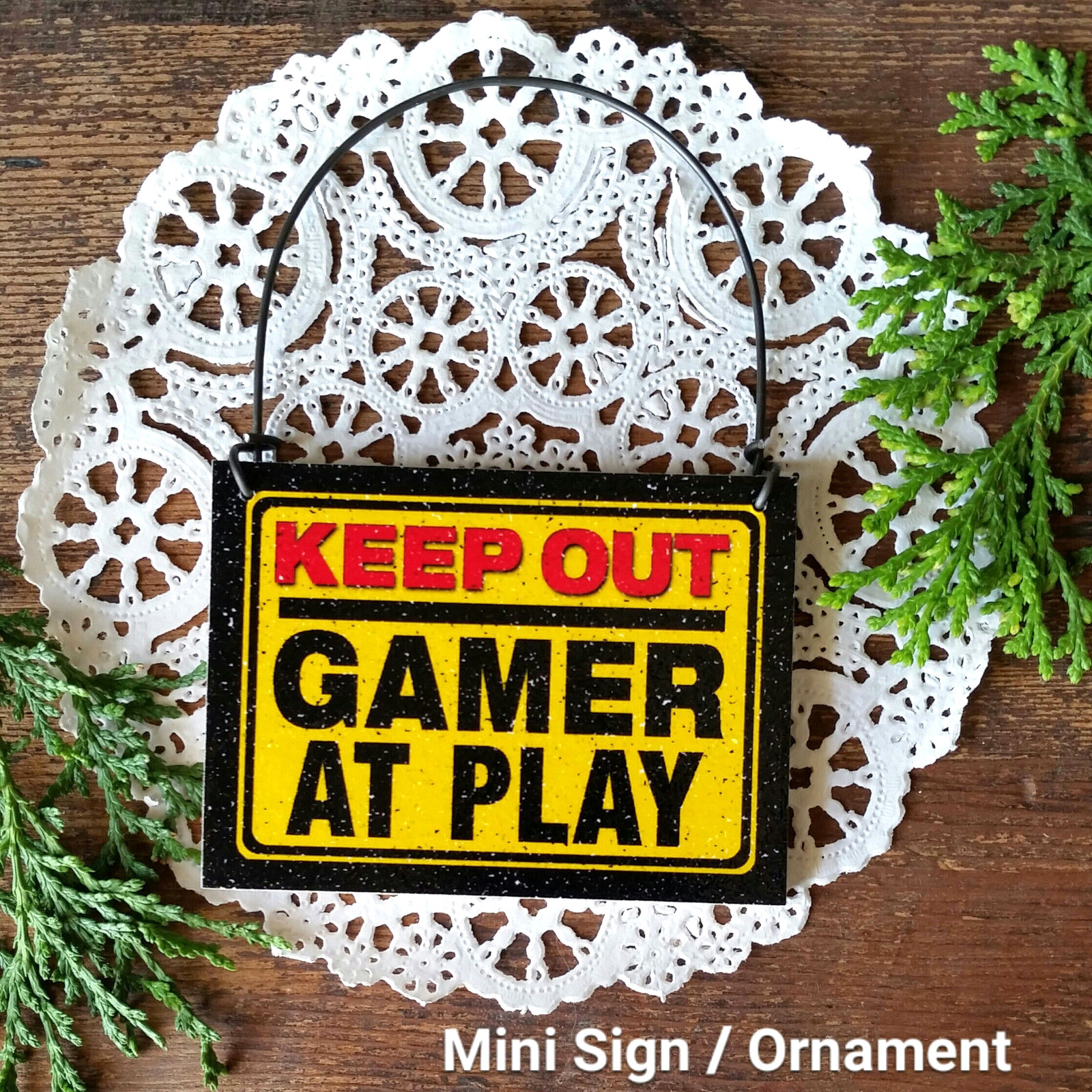 DECO Mini Sign Keep Out Gamer at Play CAUTION DoorKnob Hanger Video ...