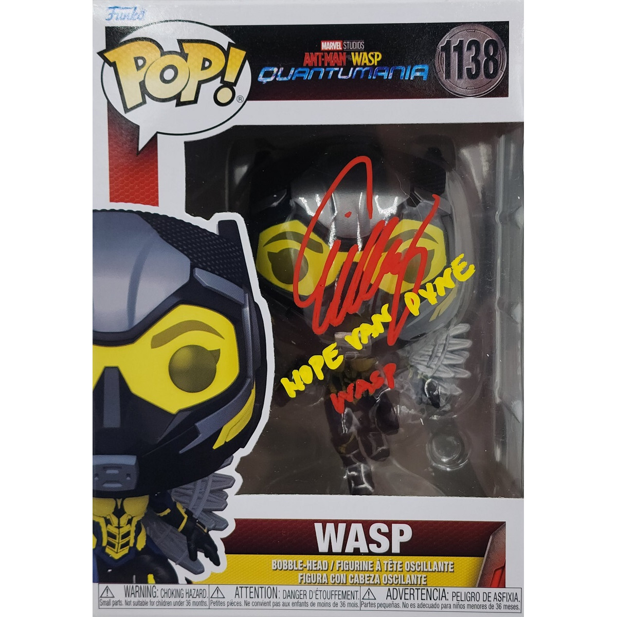 Evangeline Lilly Signed Wasp Funko (1138) w/ "The Wasp & Hope Van Dyne ...