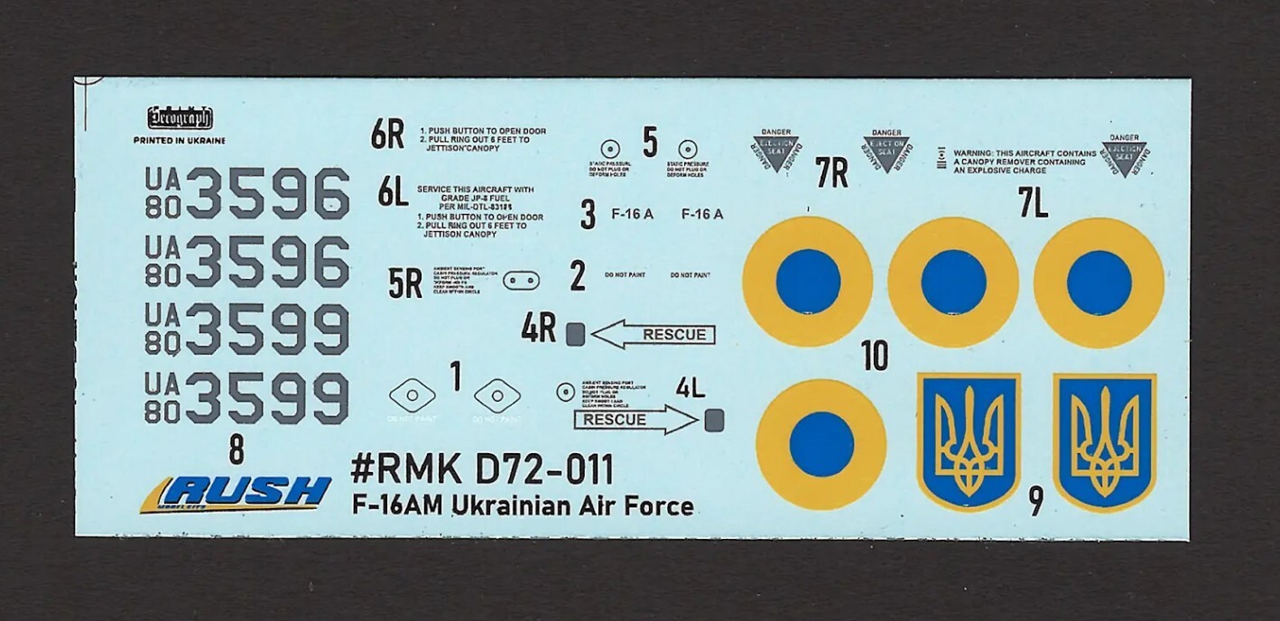 F-16A Ukrainian Air Forces 1/72 Rush Model Kits D72011 | eBay