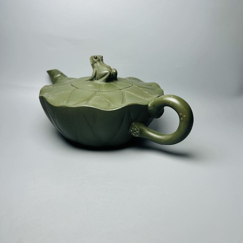 Chinese Yixing Zisha Pottery Clay Teapot Handmade Lotus Leaf Frog Pot ...