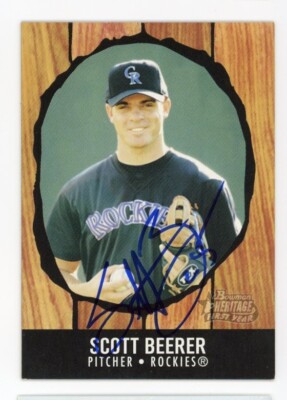 SIGNED BASEBALL CARD AUTO COLORADO ROCKIES SCOTT BEERER 2003 BOWMAN ...