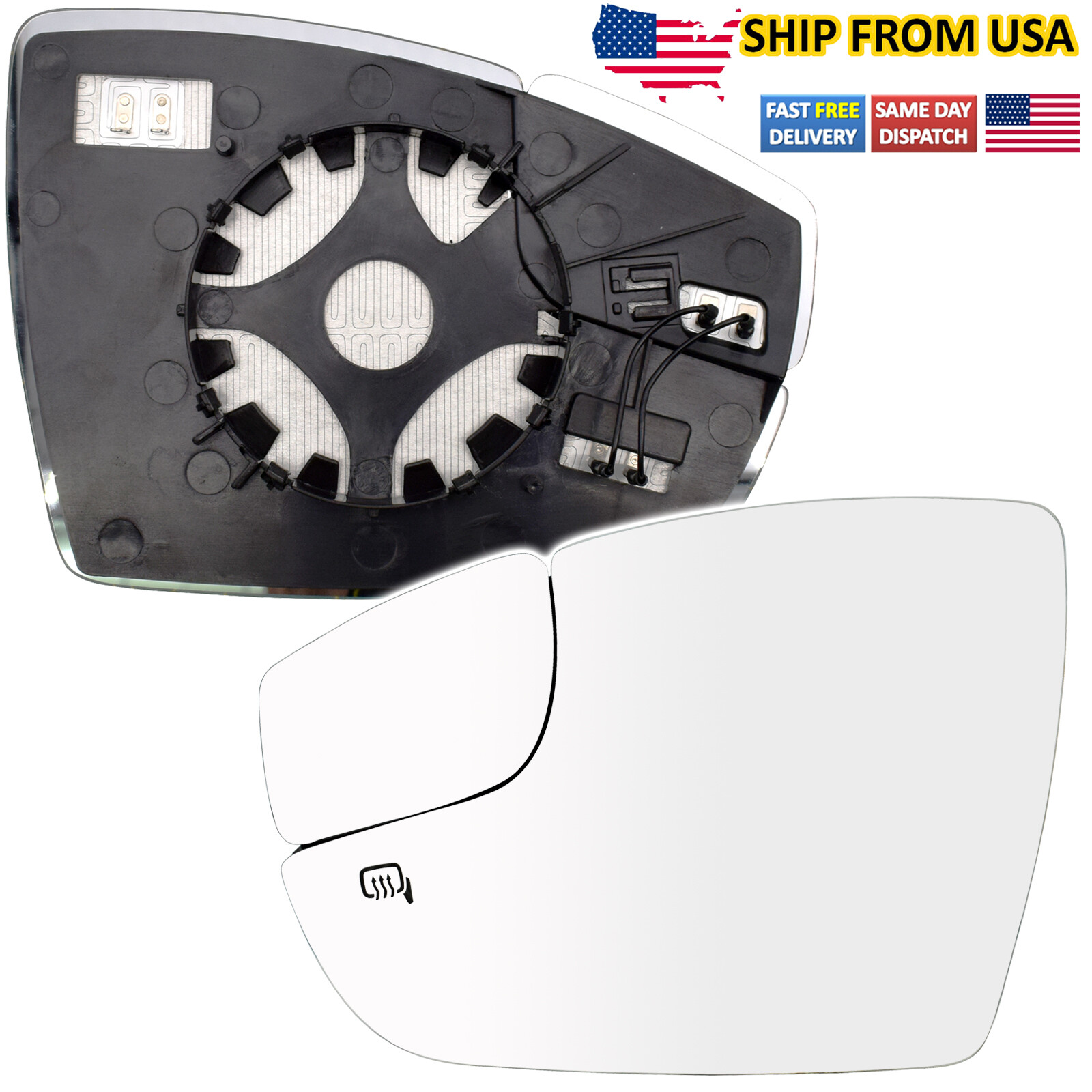 Left Driver Door Side Wing View Mirror Glass Heated LHS For Ford Focus ...