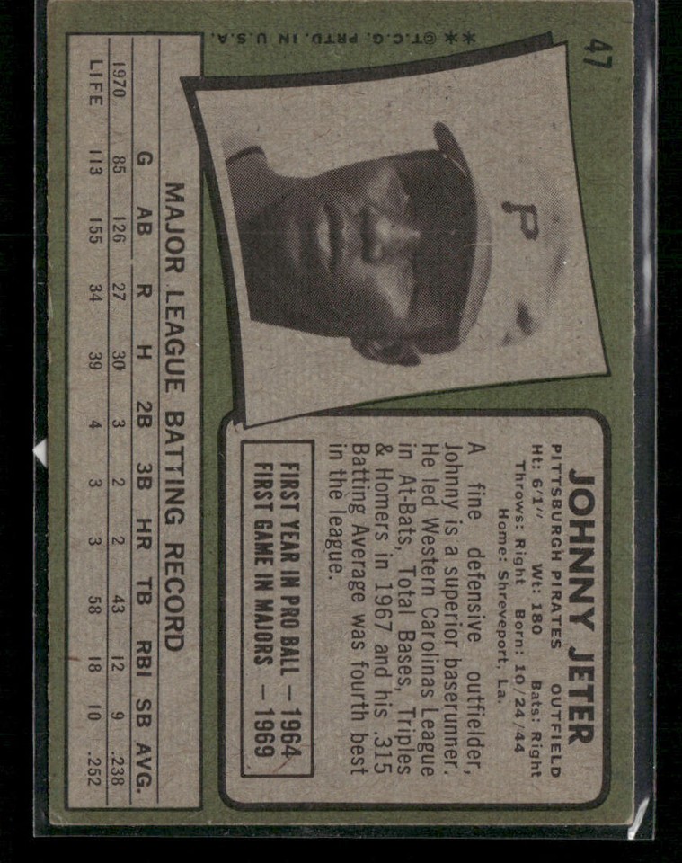 1971 Topps #47 Johnny Jeter | eBay