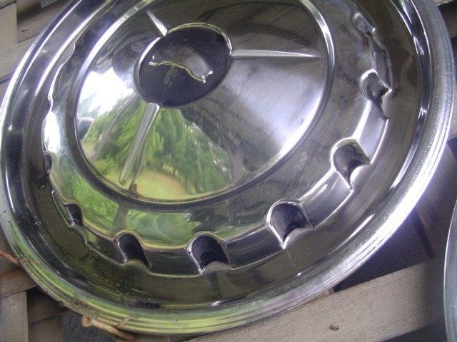 4 VINTAGE 1957 57 CHEVROLET BELAIR IMPALA NOMAD HUBCAPS WHEEL COVERS ...