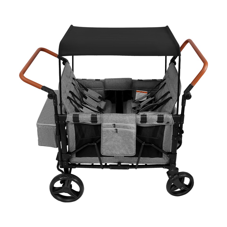 Folding Wagon Stroller for 4 Kids Face To Face High Seat Holds 264lbs ...